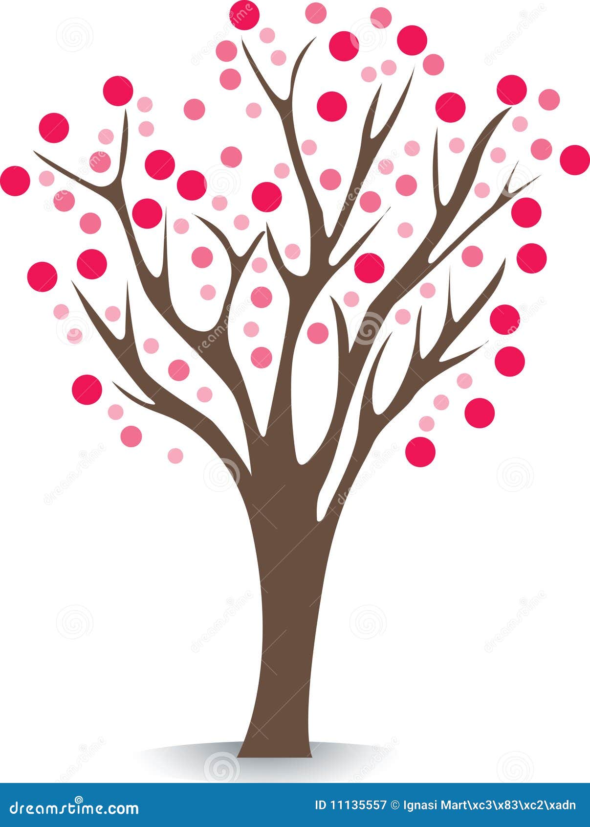 Pink tree stock vector. Illustration of branches, decorating - 11135557
