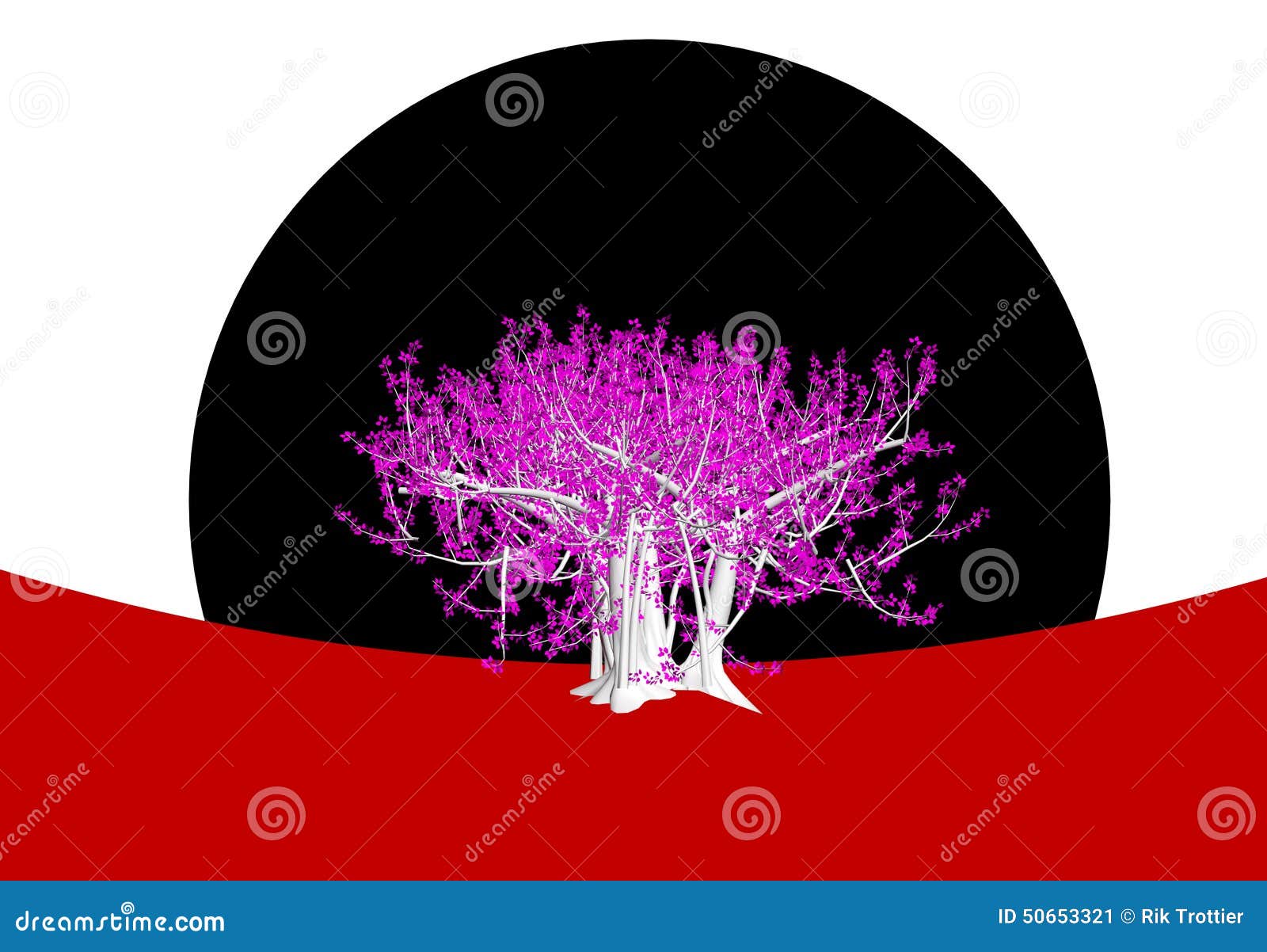 Pink Tree on black stock illustration. Illustration of abstract - 50653321