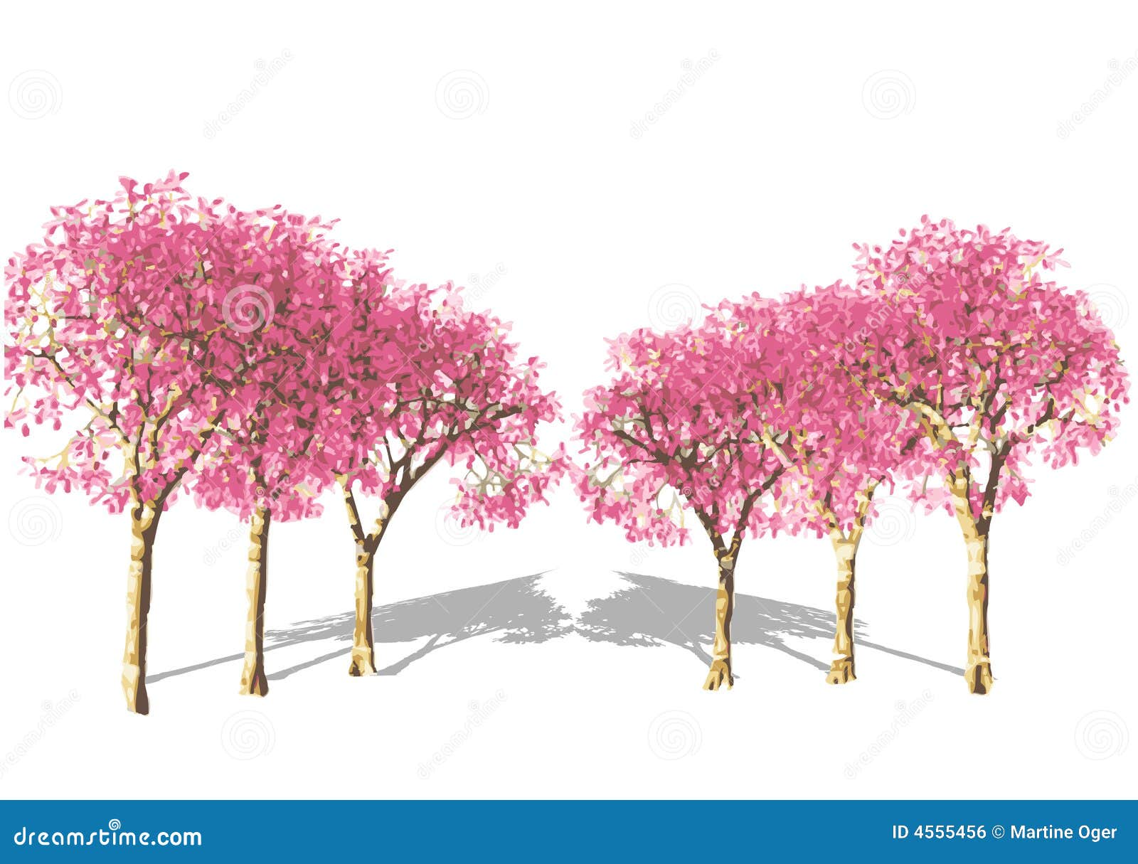 Pink Tree in spring. stock vector. Illustration of clipart - 4555456