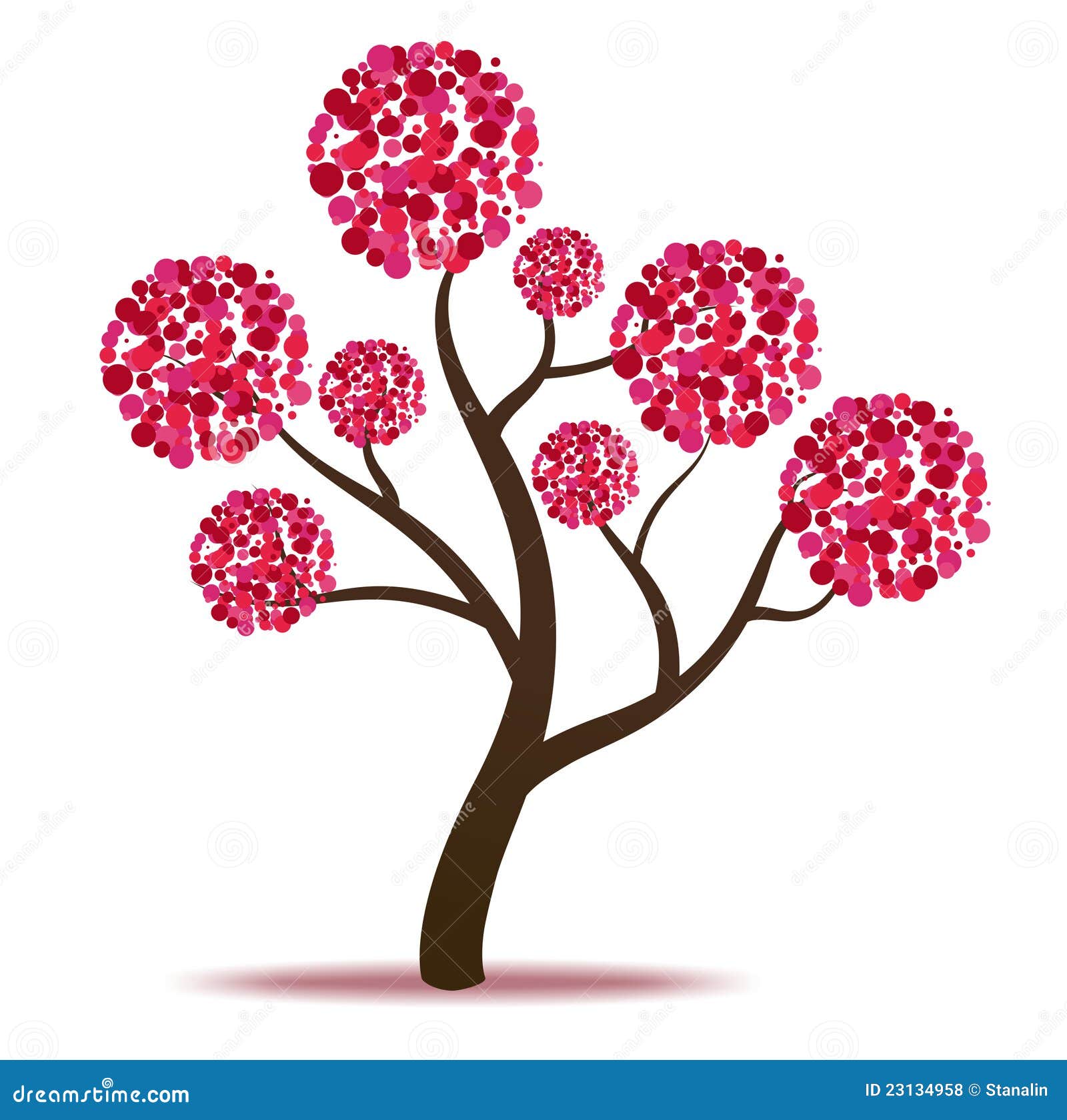 Pink Tree Branches Isolated On A White Background. Floral Blanks ...