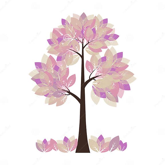 Pink tree stock vector. Illustration of gently, pattern - 50857046