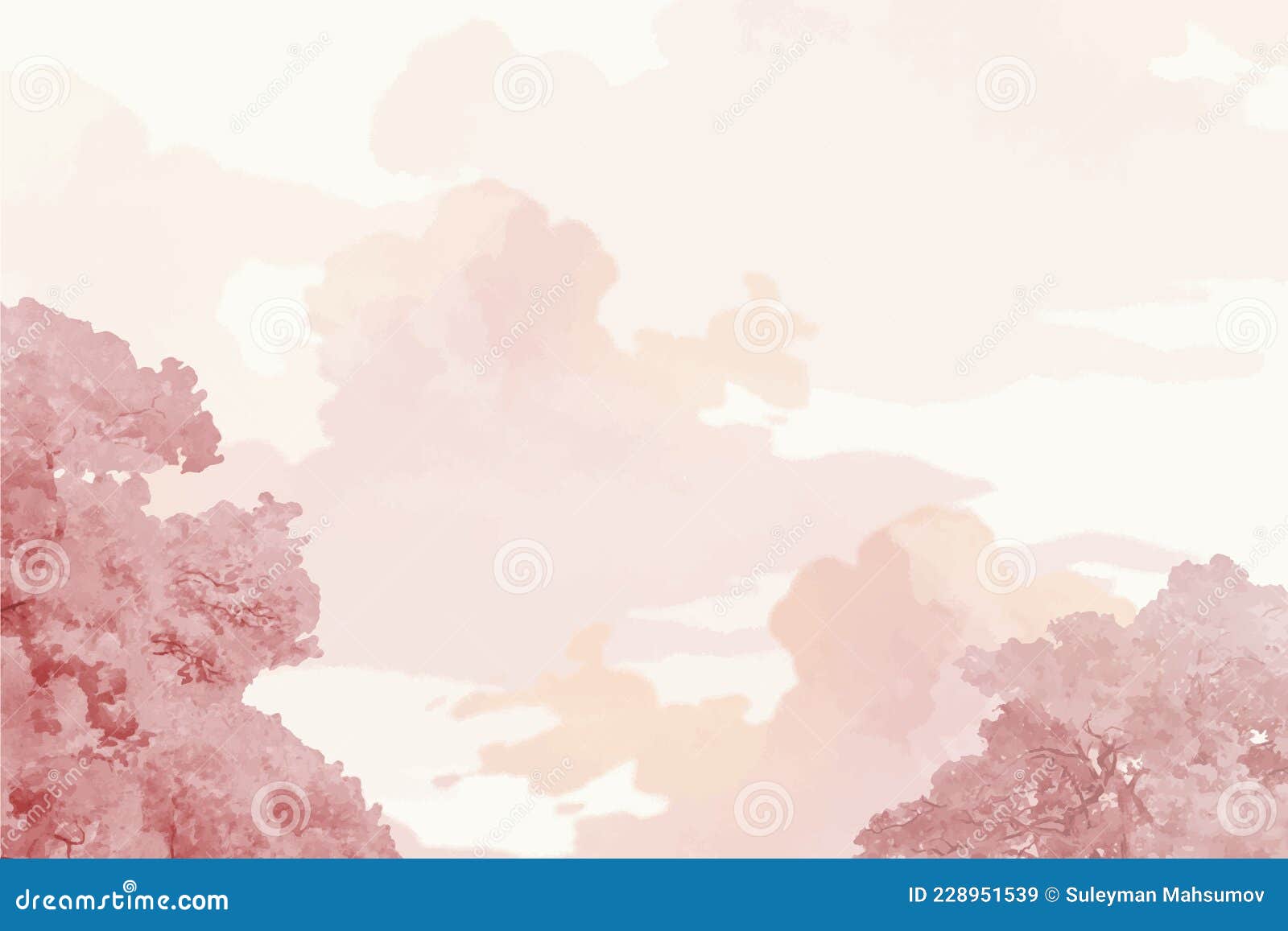 Pink Trees and Sky Banner Vector Stock Vector - Illustration of leaves ...