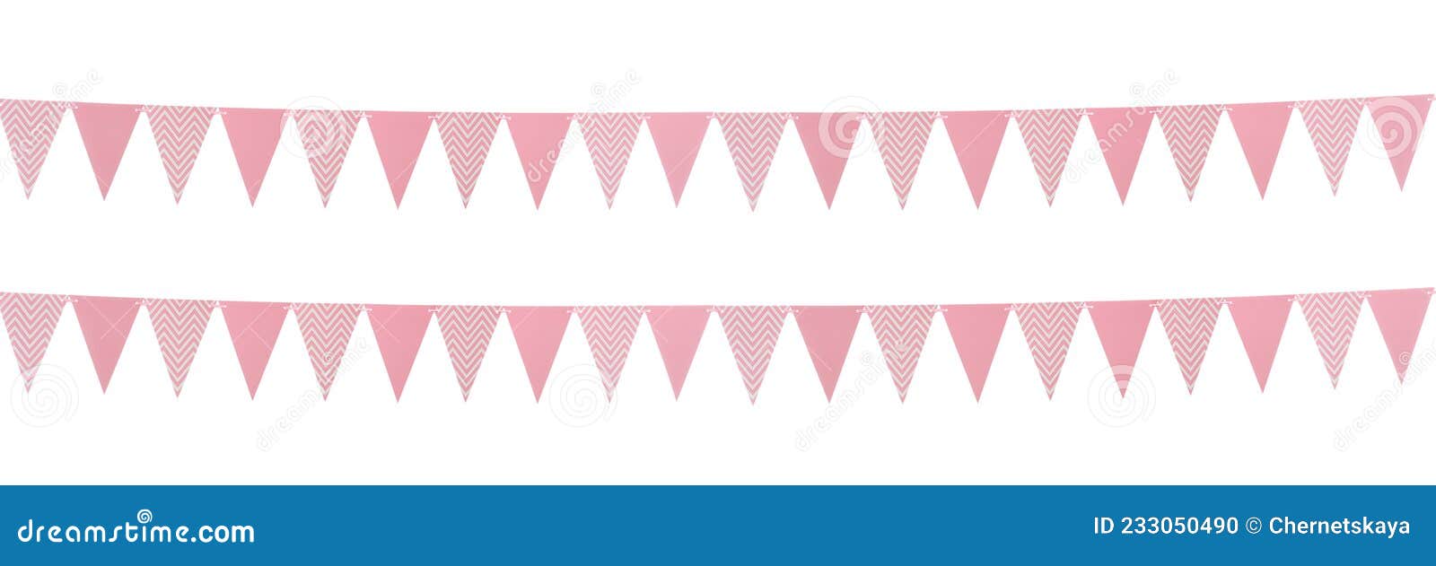 Pink Triangular Bunting Flags on White Background, Banner Design ...
