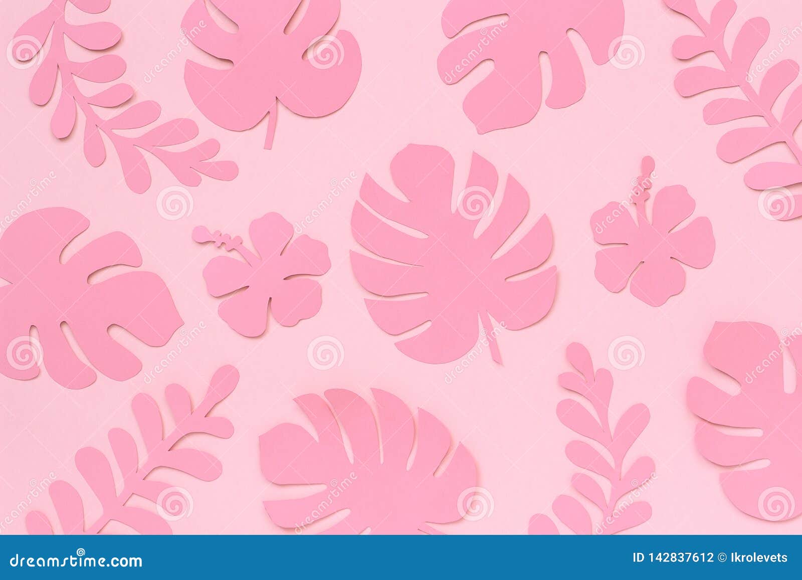 Pink Tropical Leaves Pattern. Trendy Tropical Leaves of Paper on ...