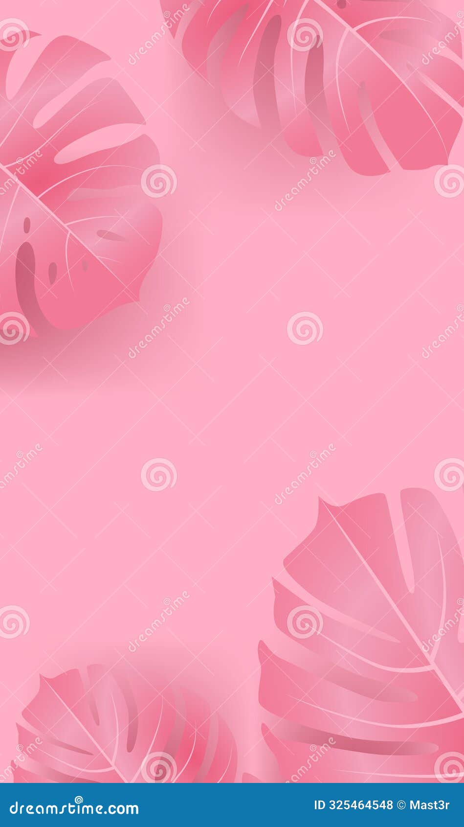 Pink Tropical Monstera Leaves on Soft Pink Background Stock ...