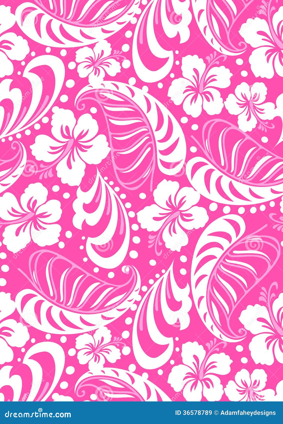 Pink Tropical in Repeat Pattern. Stock Vector - Illustration of ...