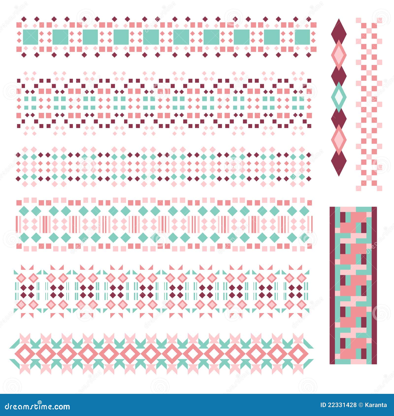 Pink and Turquoise Border or Trim Collection Stock Illustration ...