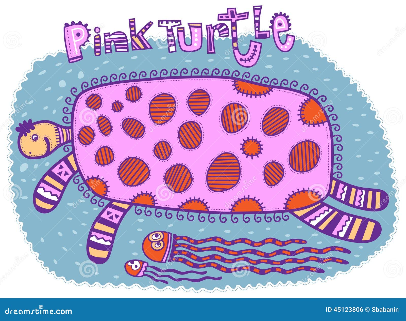 Pink turtle stock vector. Illustration of illustrations - 45123806