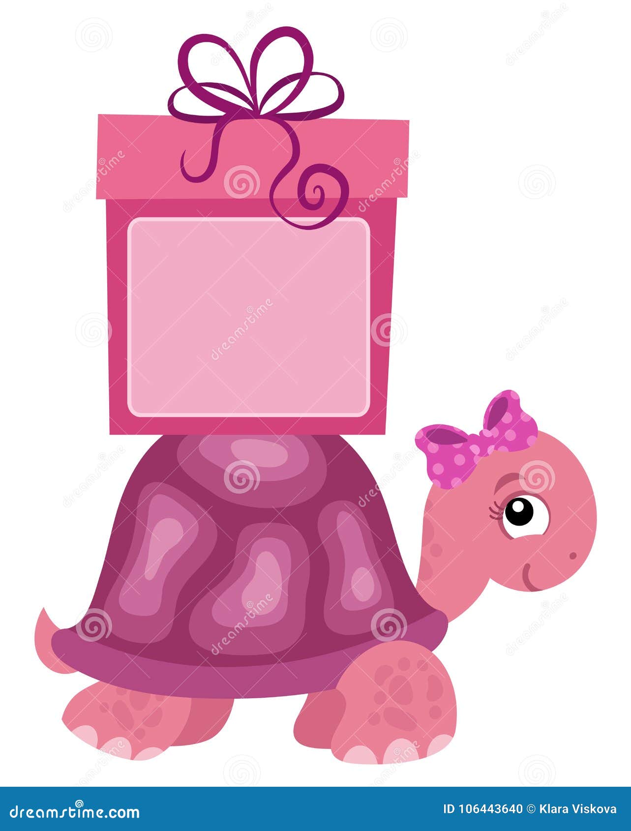 Pink turtle with gift stock vector. Illustration of artwork - 106443640