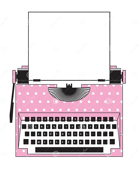 Pink Typewriter polka dot stock illustration. Illustration of cute ...