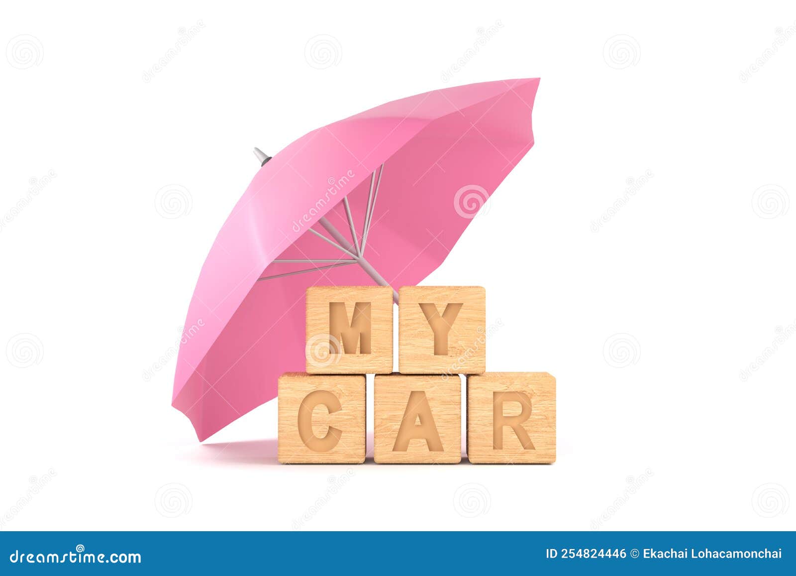Pink Umbrella Protecting Car for Car Insurance Concept Stock ...