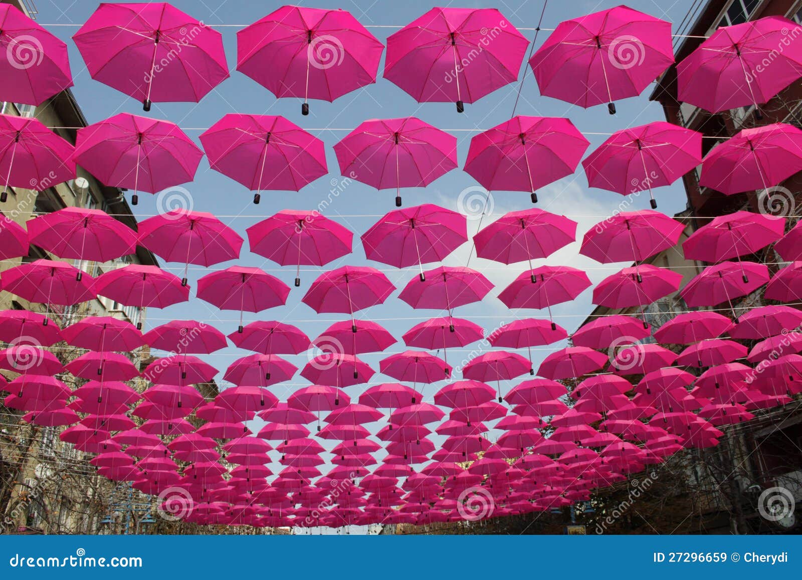 Pink umbrellas stock image. Image of hanging, cloth, violet - 27296659