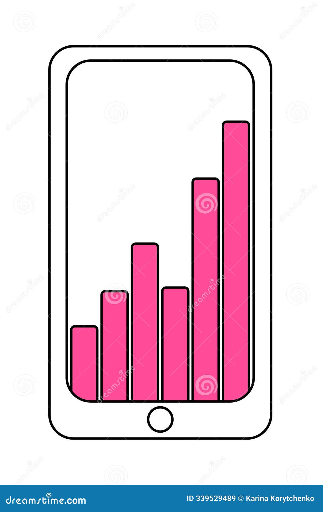 Pink Upward Trending Graph Displaying in Smartphone Stock Illustration ...