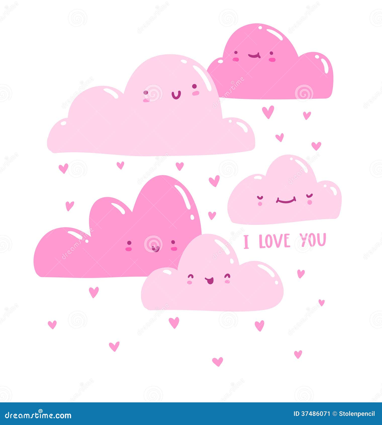 Pink valentine clouds stock vector. Illustration of celebration - 37486071