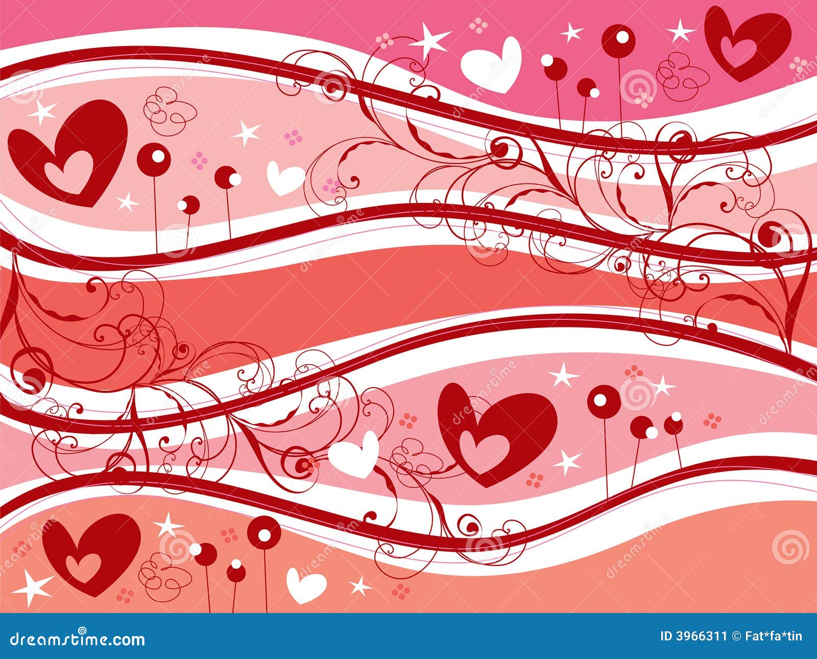 Pink Valentine Hearts and Swirls Stock Vector - Illustration of curve ...