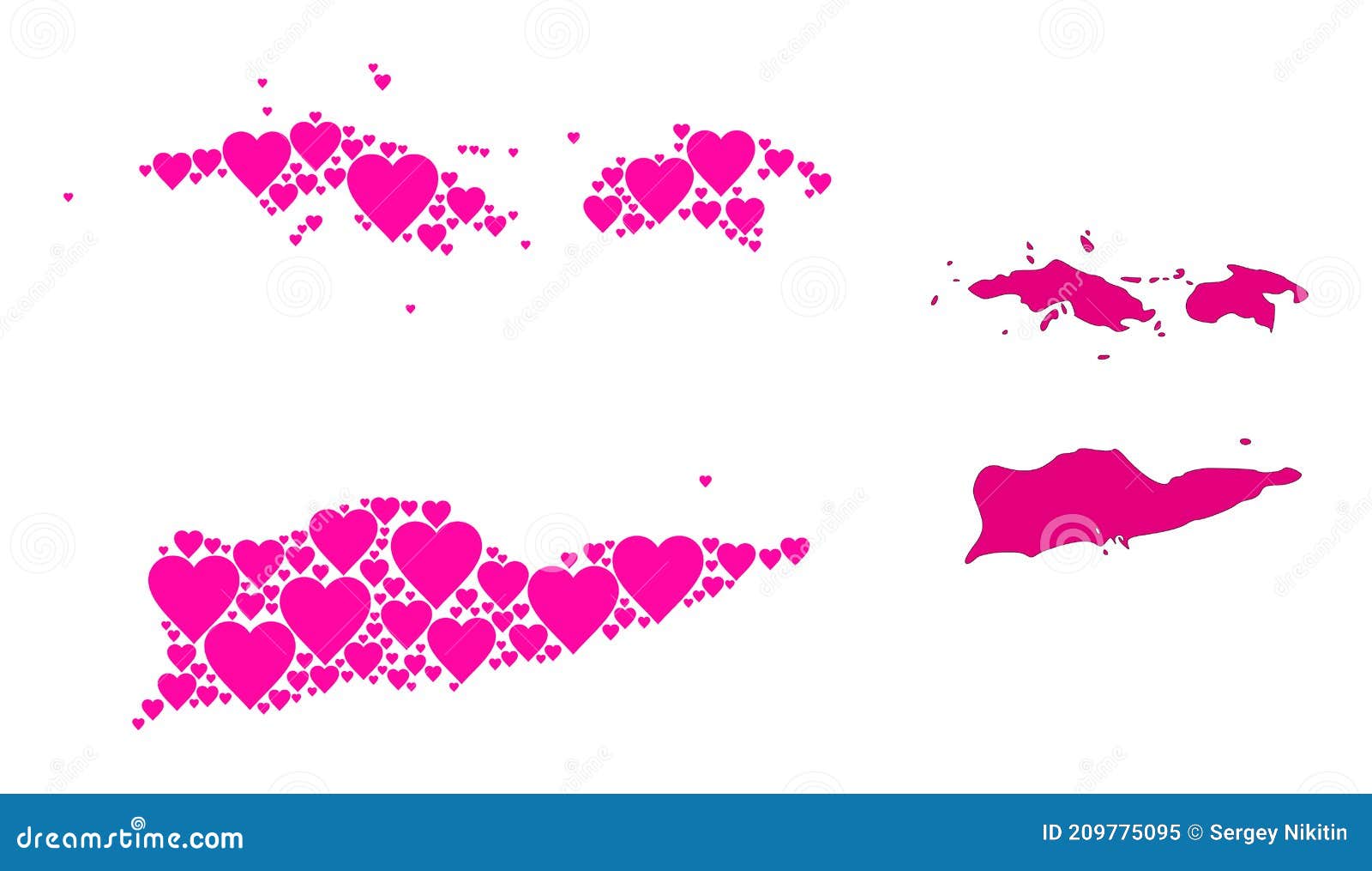 Pink Valentine Pattern Map of American Virgin Islands Stock ...
