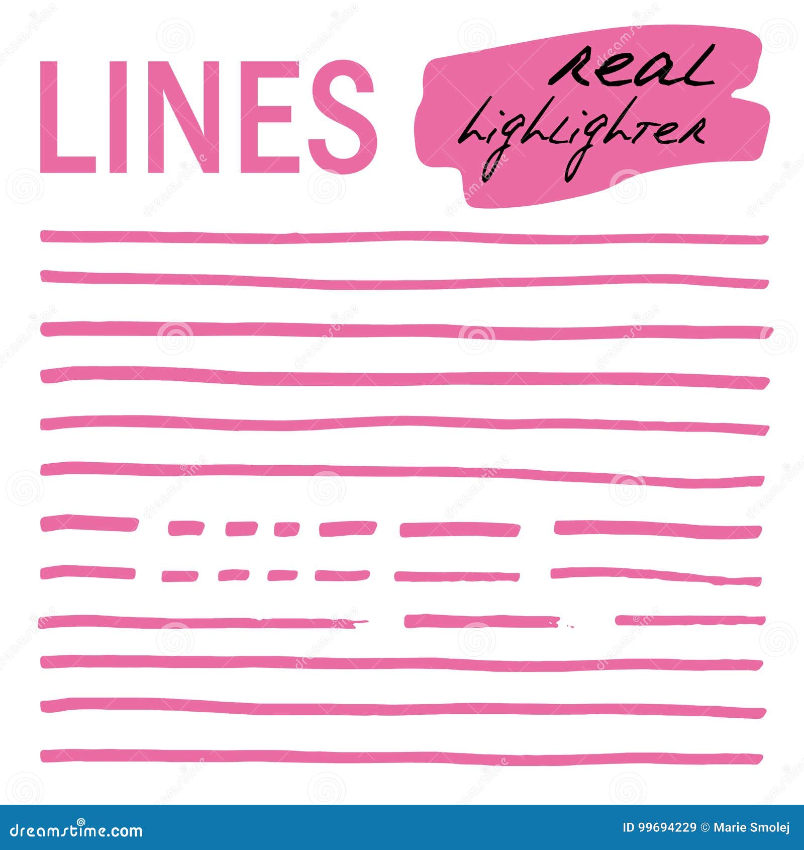 Hand-drawn Lines - Real Highlighters. Stock Vector - Illustration of ...
