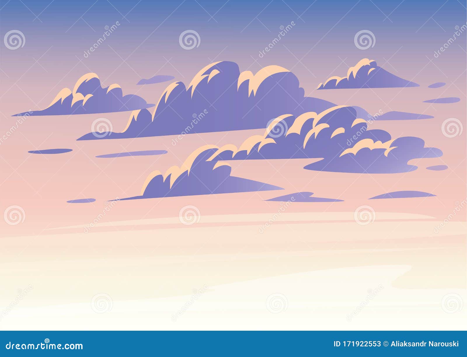Pink Vector Sky with Clouds. Stock Vector - Illustration of anime ...