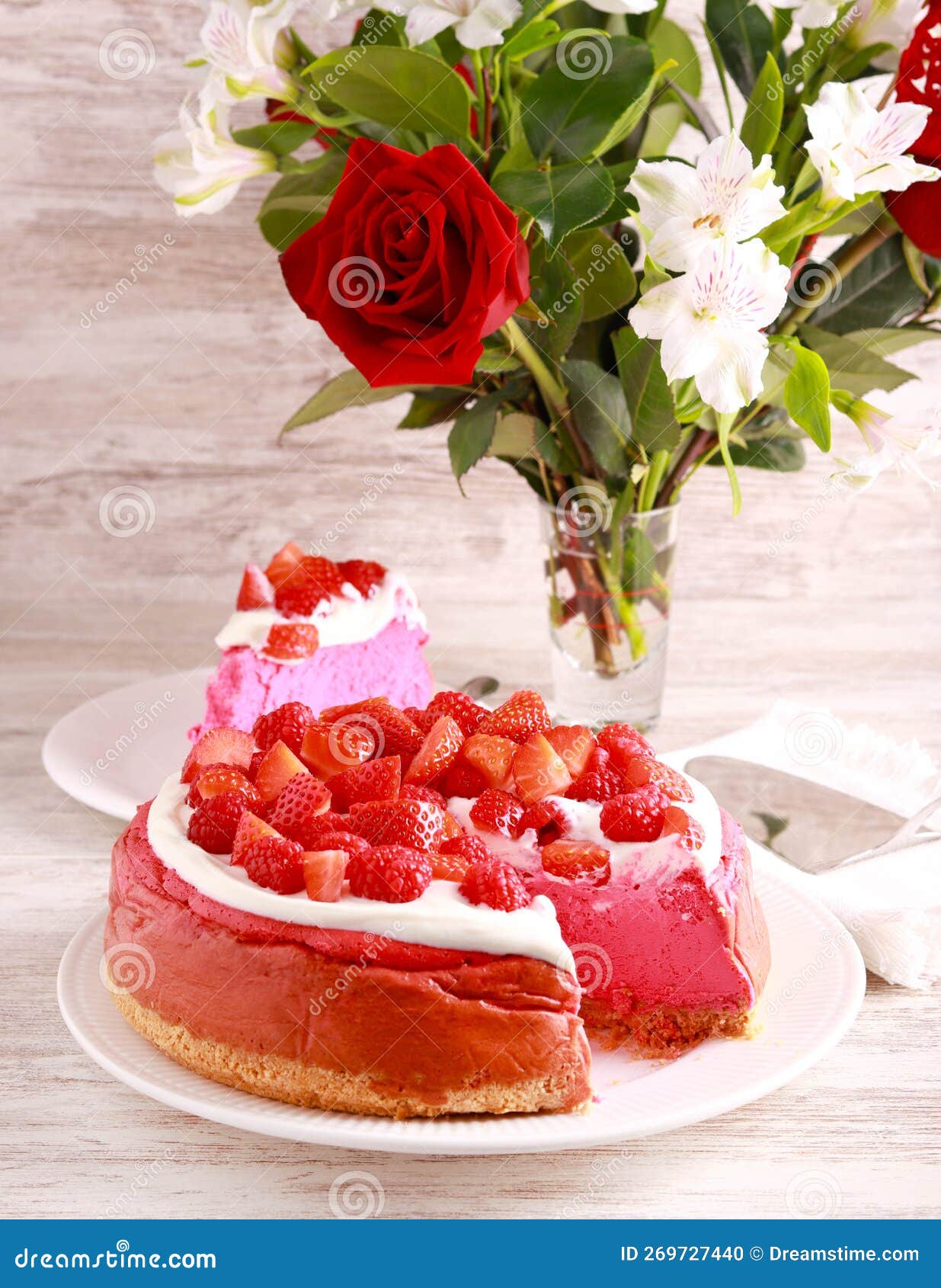 Pink velvet cheesecake stock photo. Image of snack, brunch - 269727440