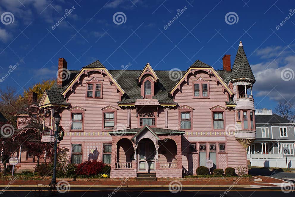 Pink Victorian House stock image. Image of historic, brac - 17078641