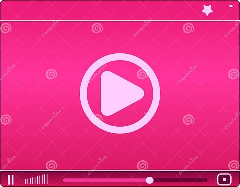 Pink video player. Icon stock vector. Illustration of load - 35515543