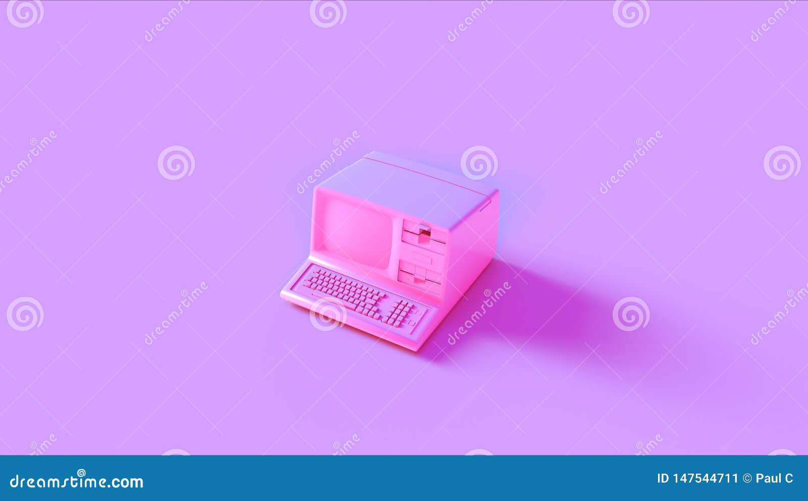 Pink Vintage Computer stock illustration. Illustration of golden ...