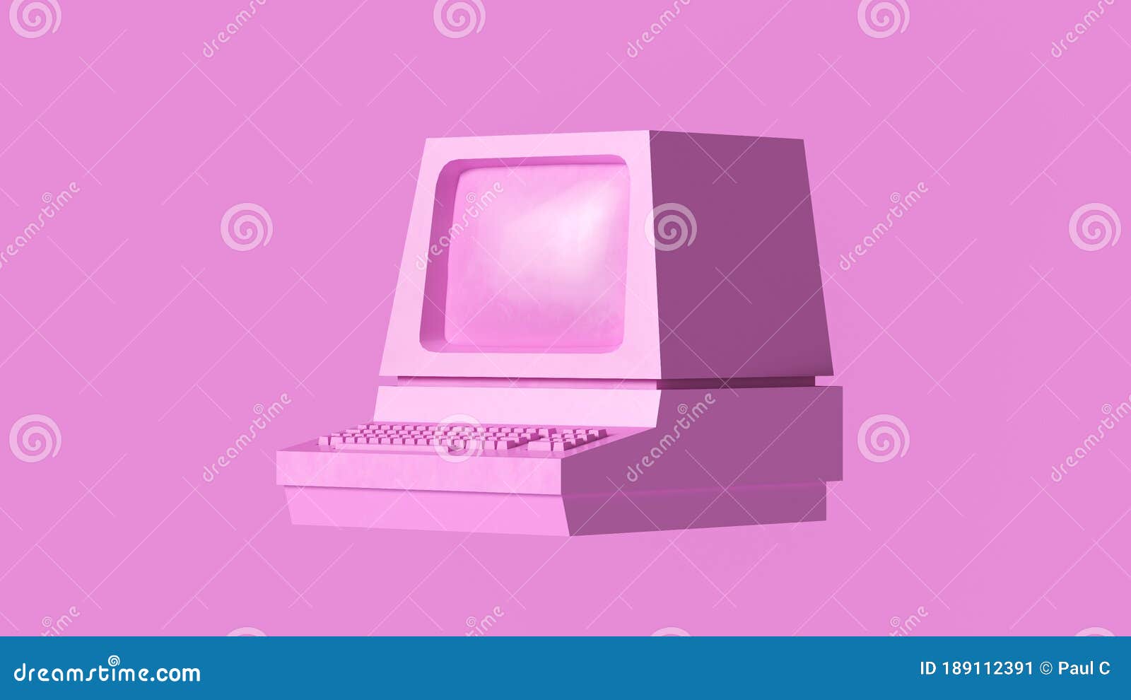 Pink Vintage Computer stock illustration. Illustration of display ...
