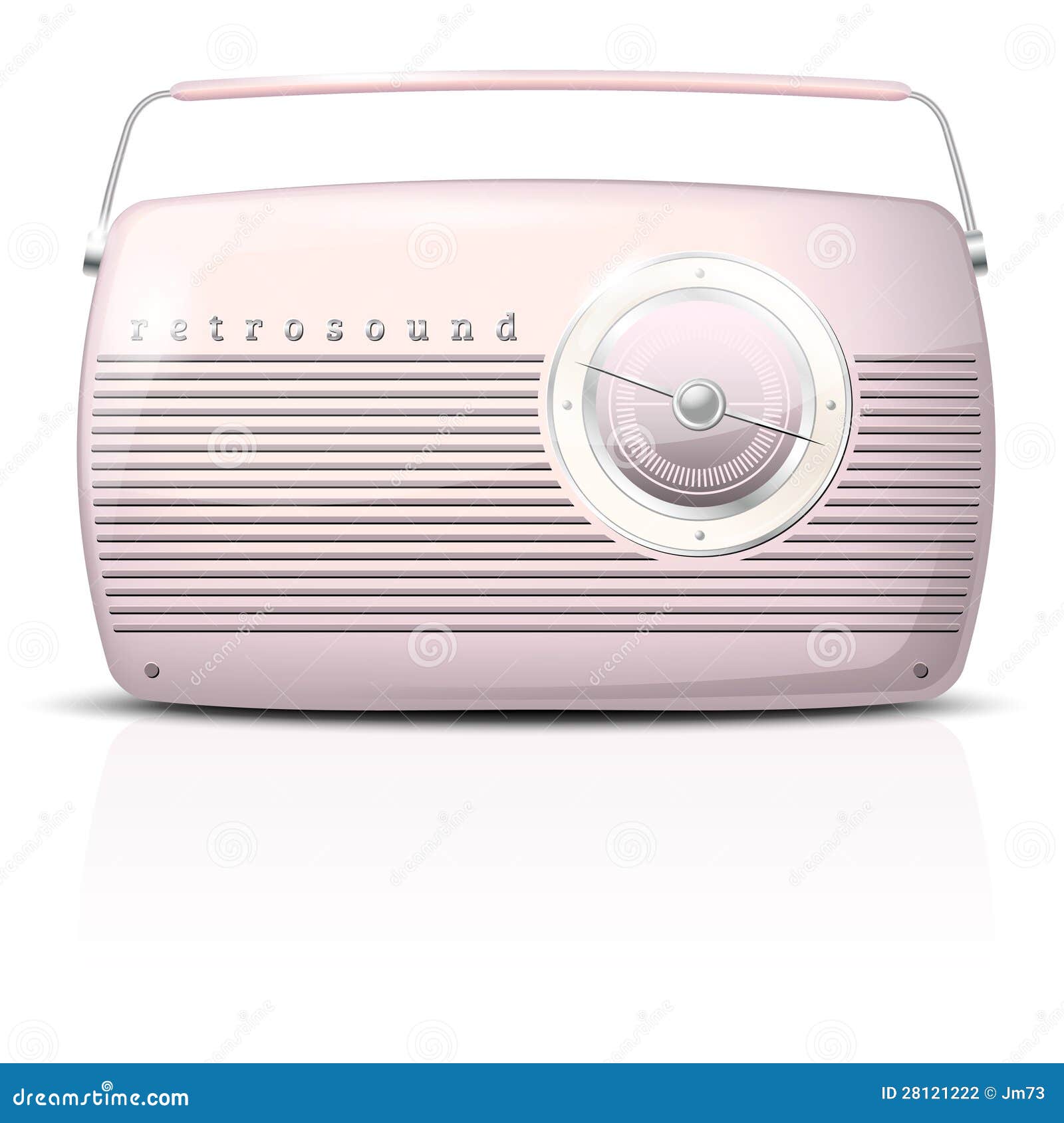 Pink Vintage Radio on White Background Stock Vector - Illustration of ...