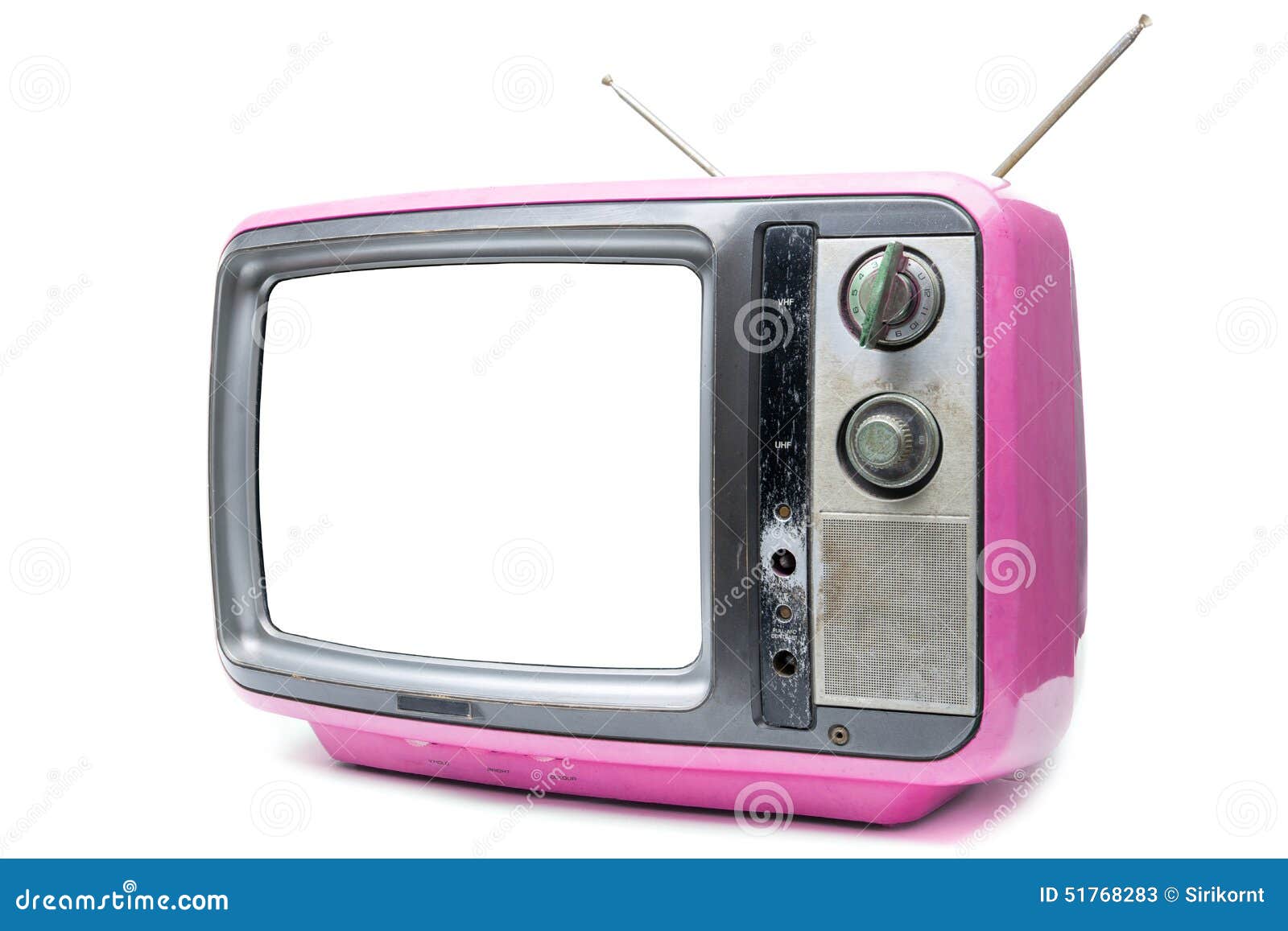 Pink Vintage TV on White Background Stock Image - Image of retro ...