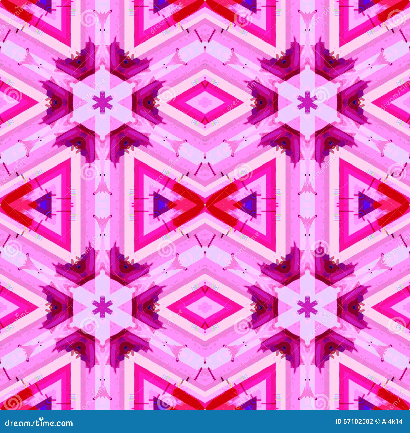 Pink Violet Color Abstract Kaleidoscopic Seamless Pattern Stock Vector ...