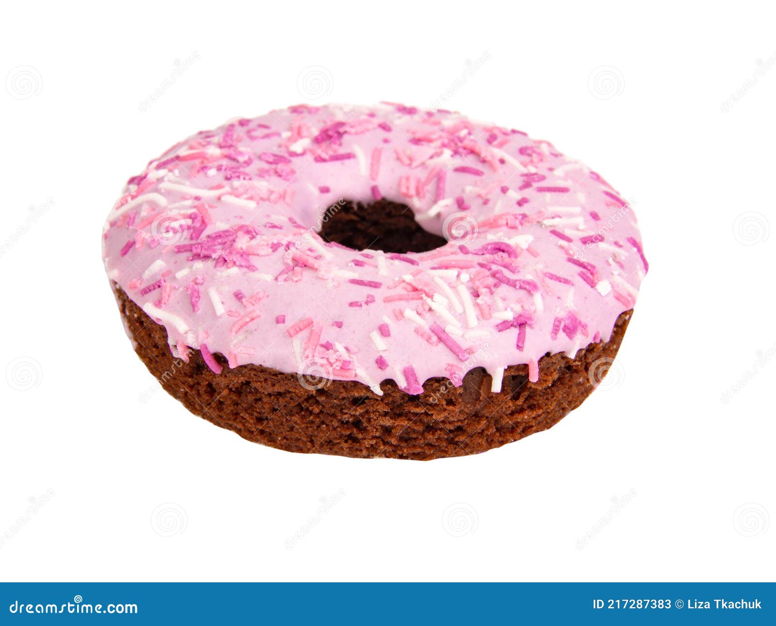 Pink Violet Glazed Donut Decorated Isolated on the White Background ...