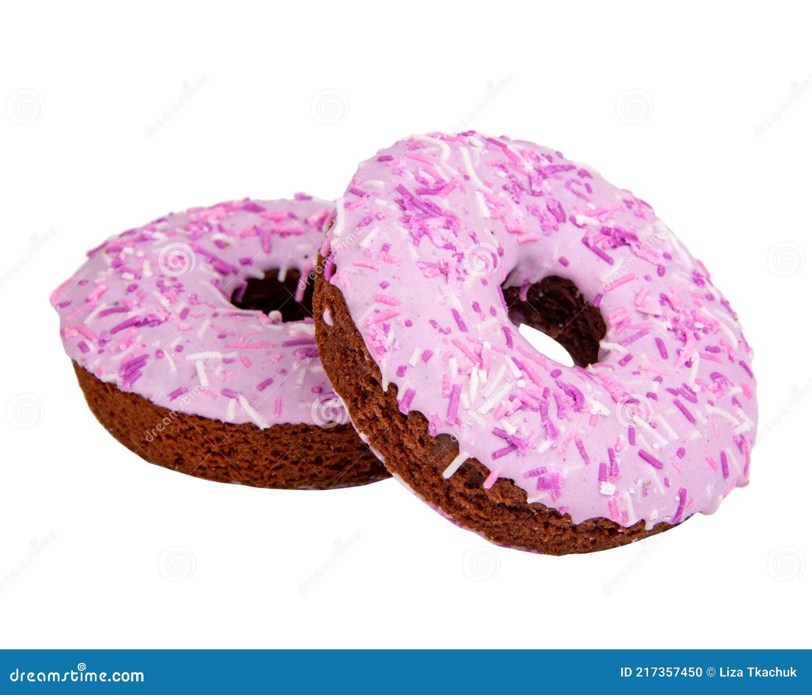 Pink Violet Glazed Donut Decorated Isolated on the White Background ...