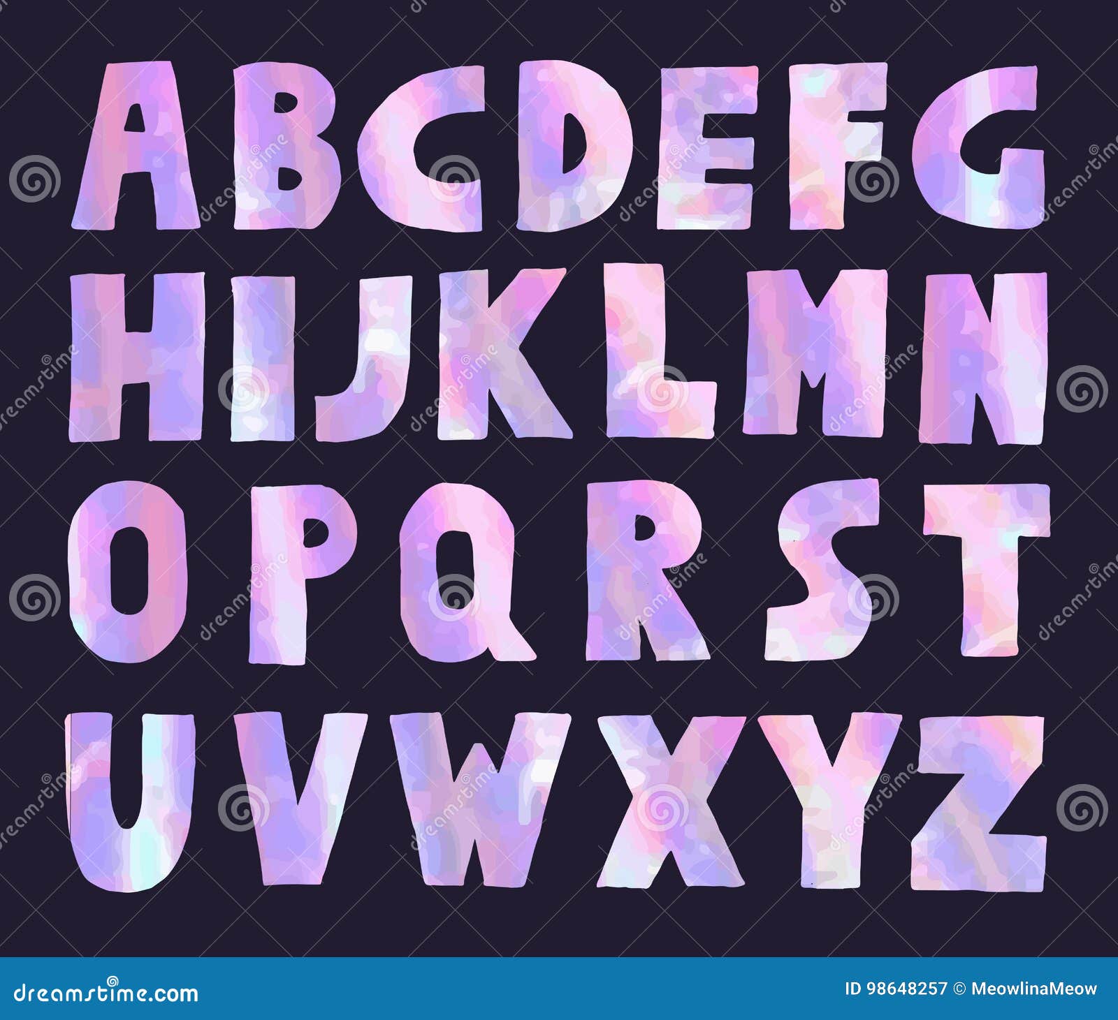 Pink and Violet Holographic Font Stock Vector - Illustration of ...