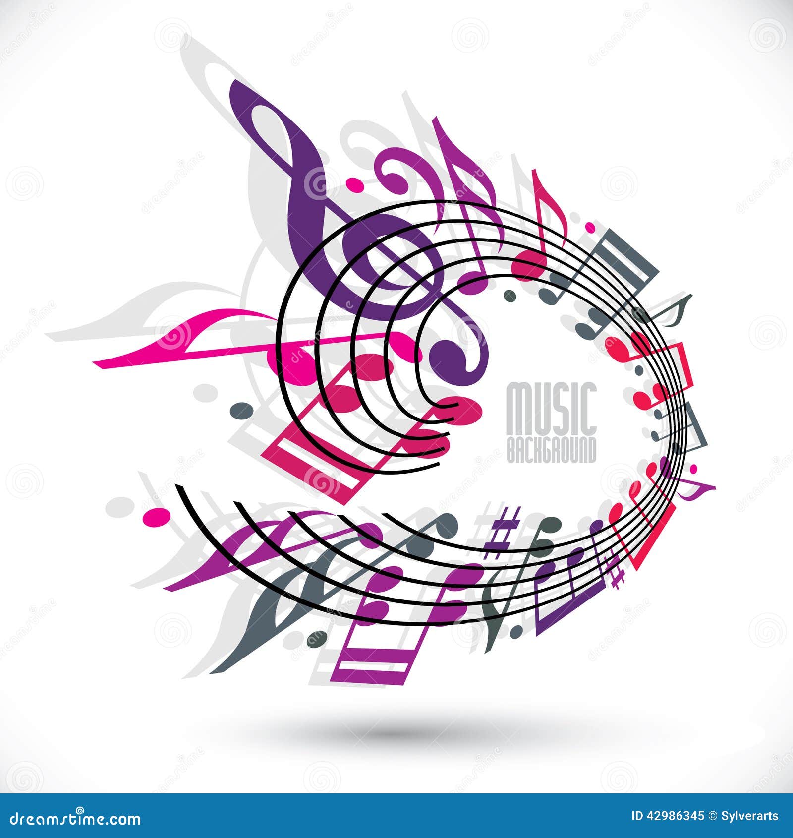 Pink and Violet Music Background with Clef and Notes. Stock Vector ...