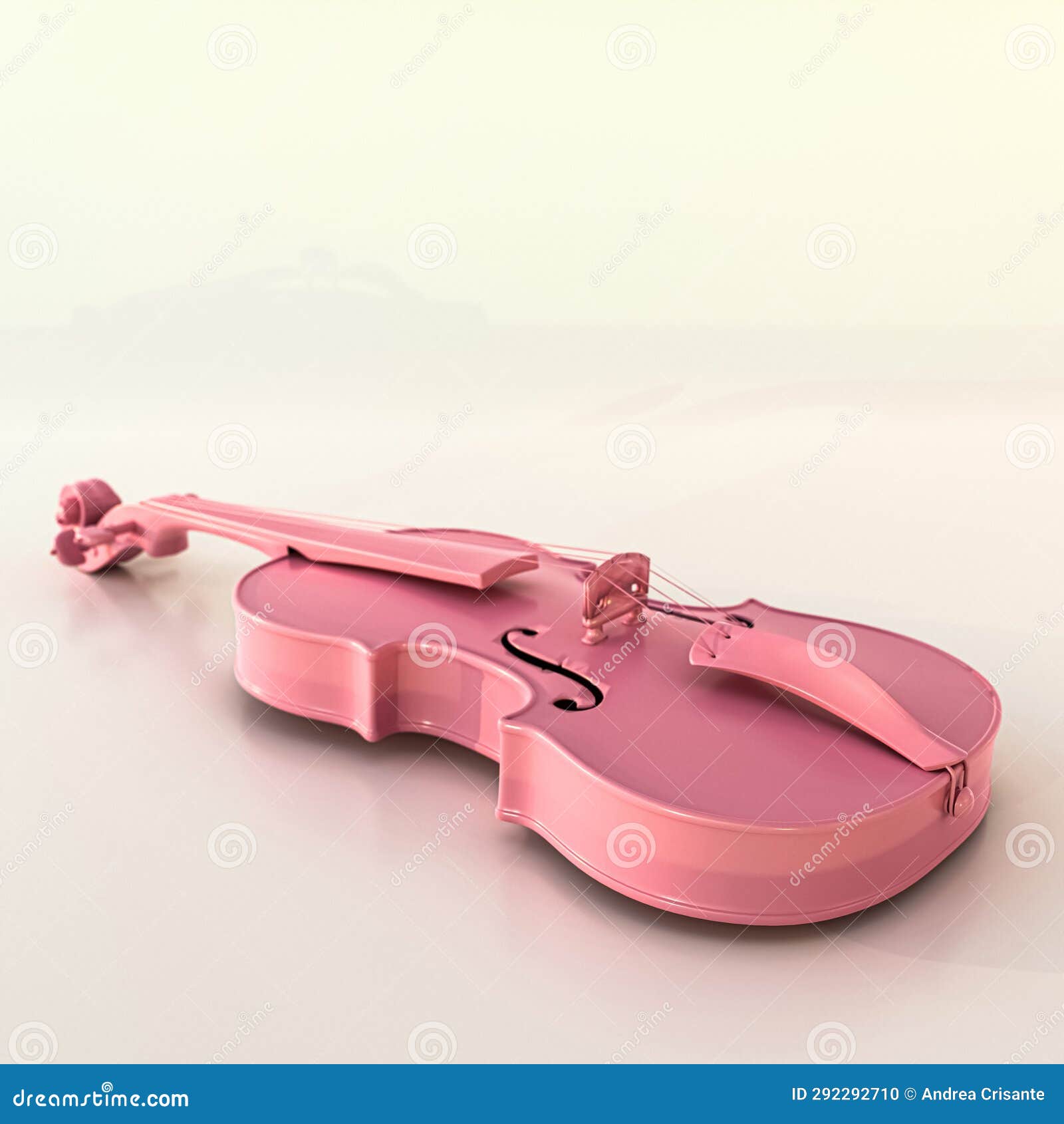 Pink Violin And Bow Isolated On A White Background. Vector Cartoon ...