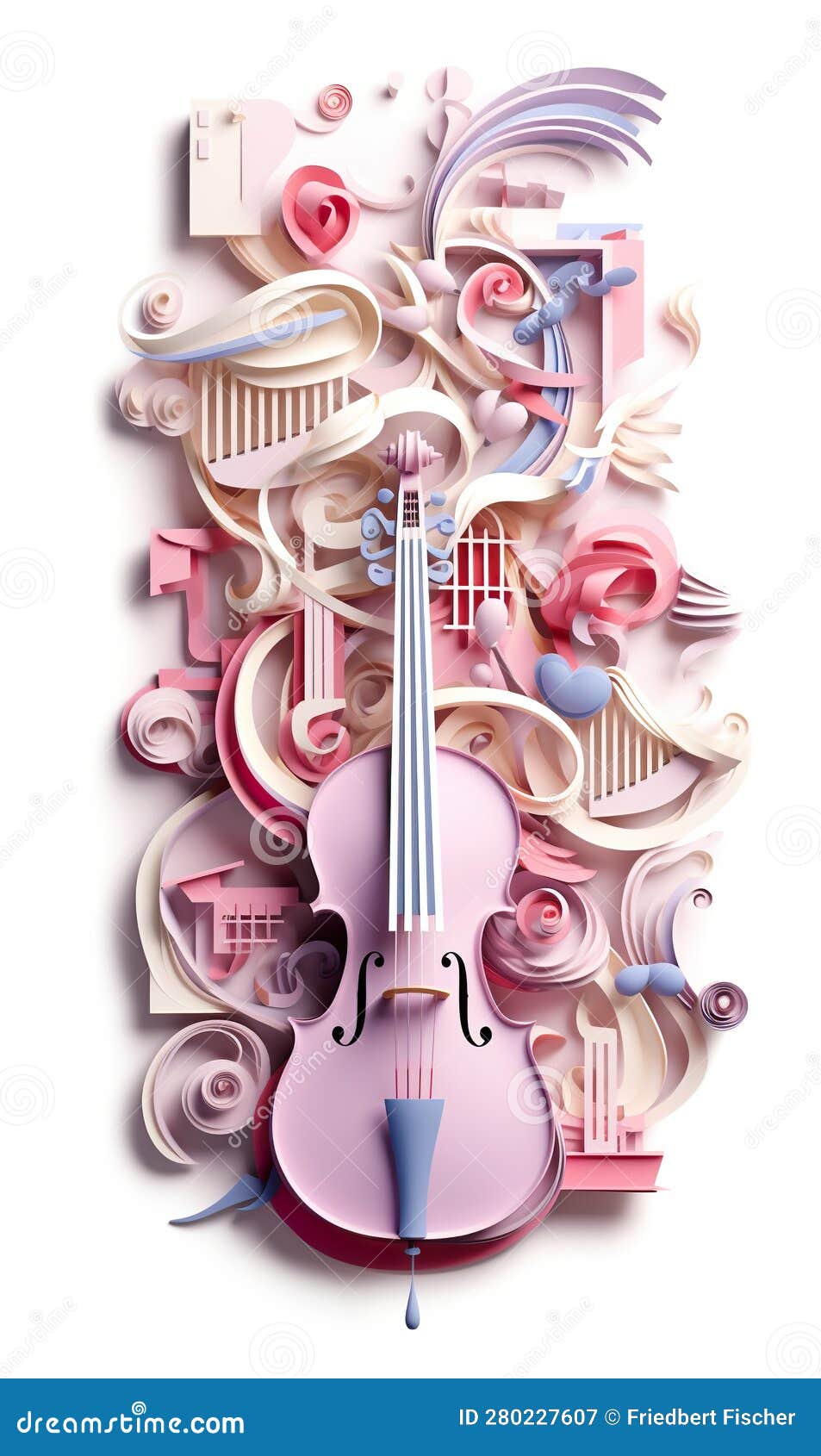 A Pink Violin with Musical Instruments Surrounding it. Generative AI ...