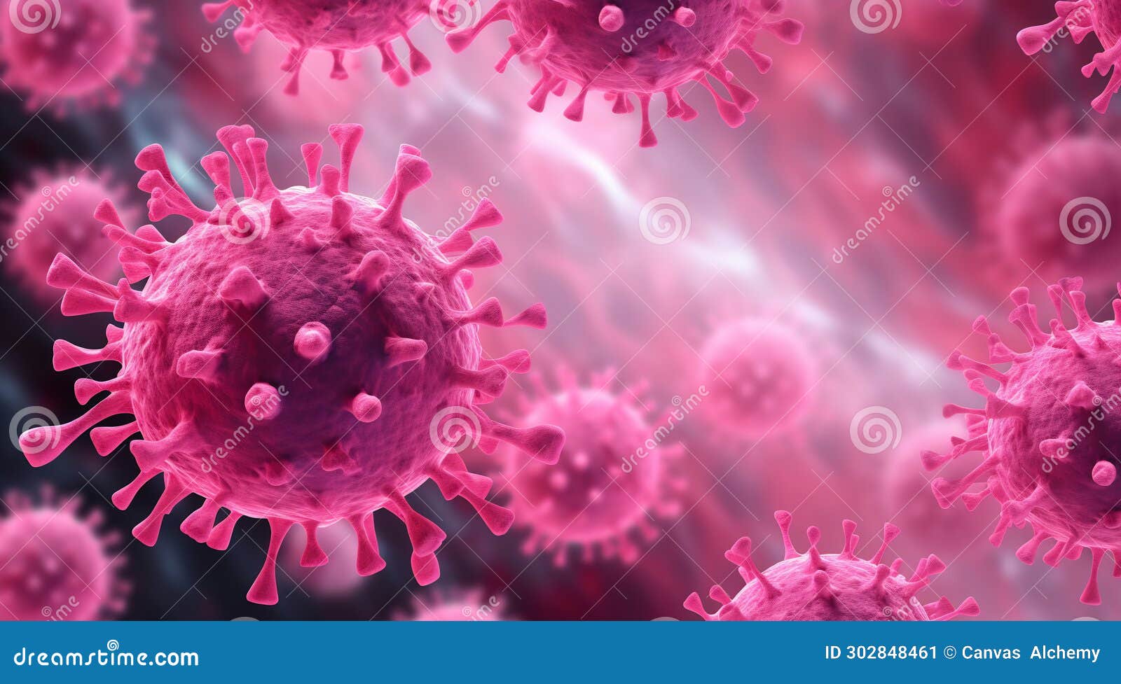Pink Viral Particles Microscopic Concept Stock Illustration ...