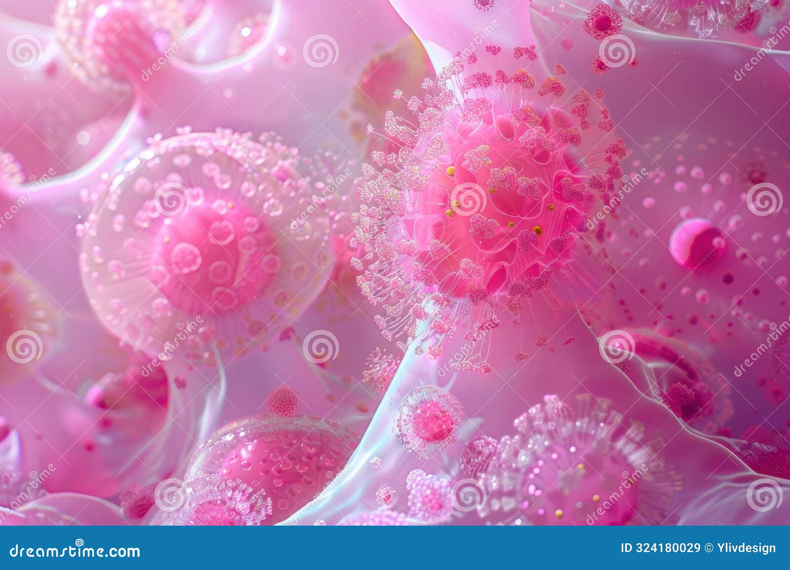 Pink Virus Particles Invading Cells Stock Illustration - Illustration ...