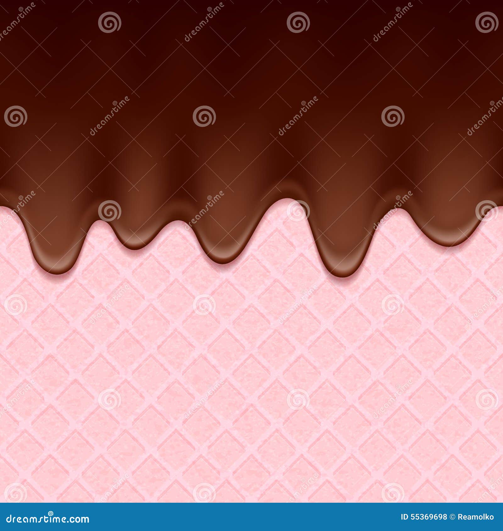 Pink Wafer and Flowing Chocolate - Vector Stock Vector - Illustration ...