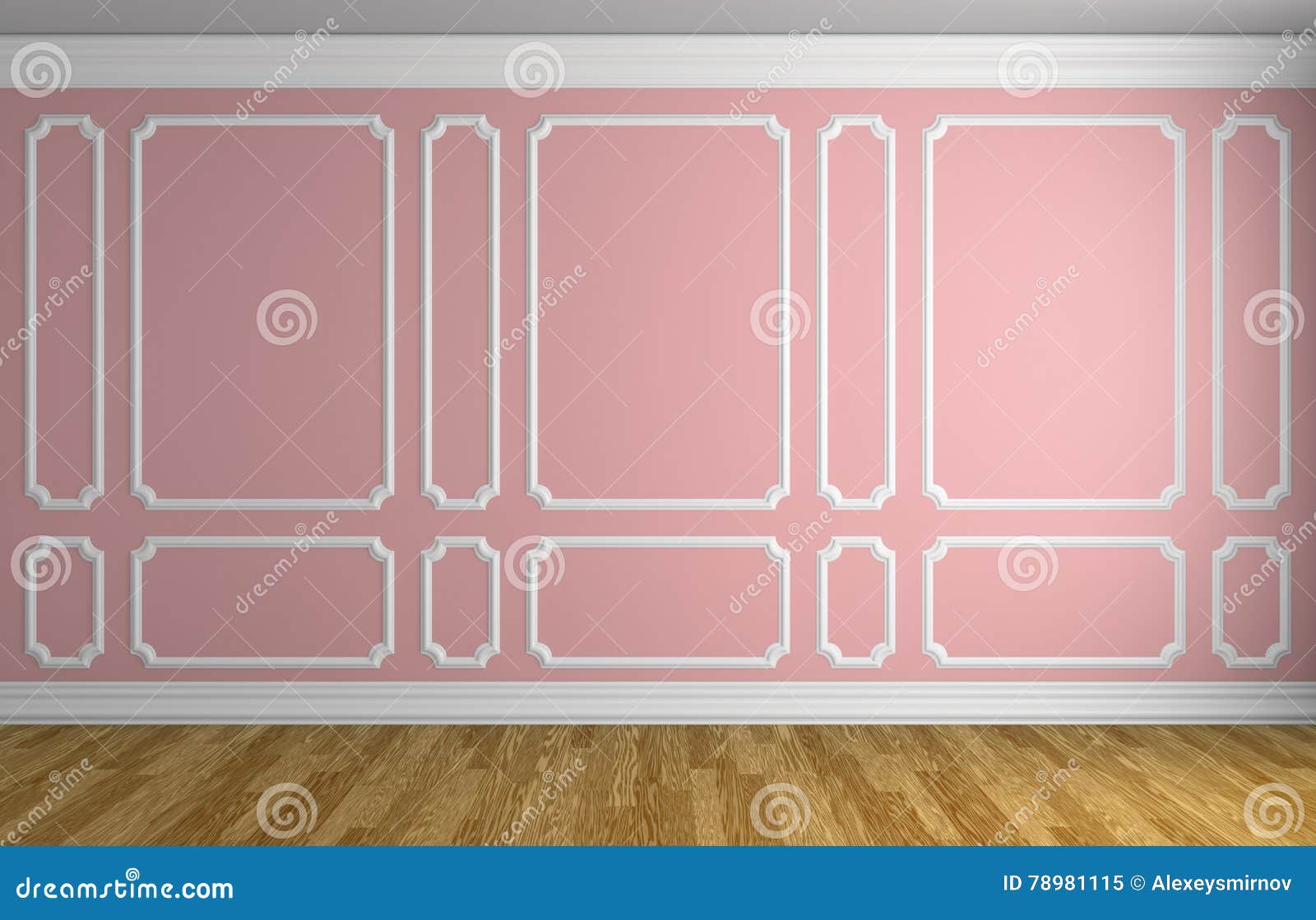 Pink Wall in Classic Style Room Stock Illustration - Illustration of ...