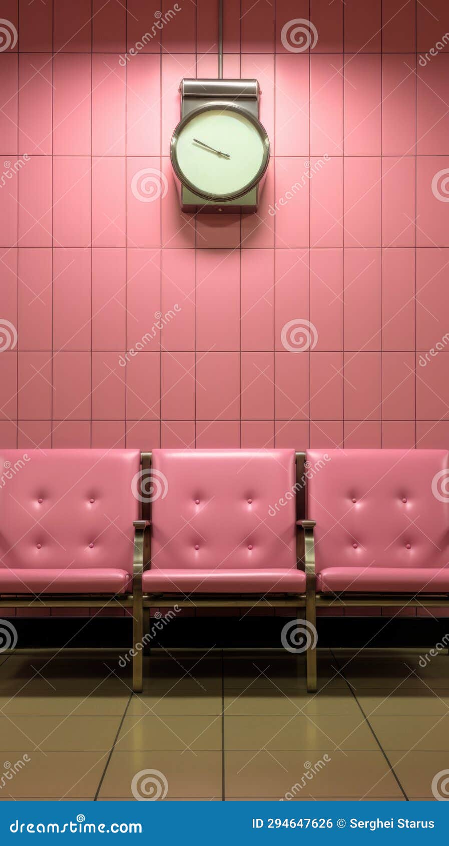 Clock Hanging On Wall. Vector Illustration In Flat Style. Alarm Or ...