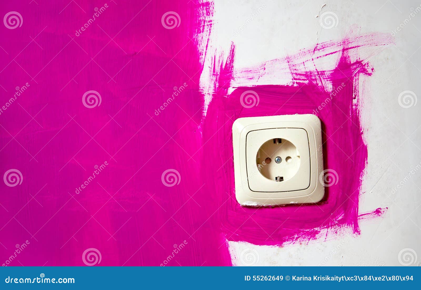 Pink Wall with Electrical Outlet. Stock Image - Image of house, block ...