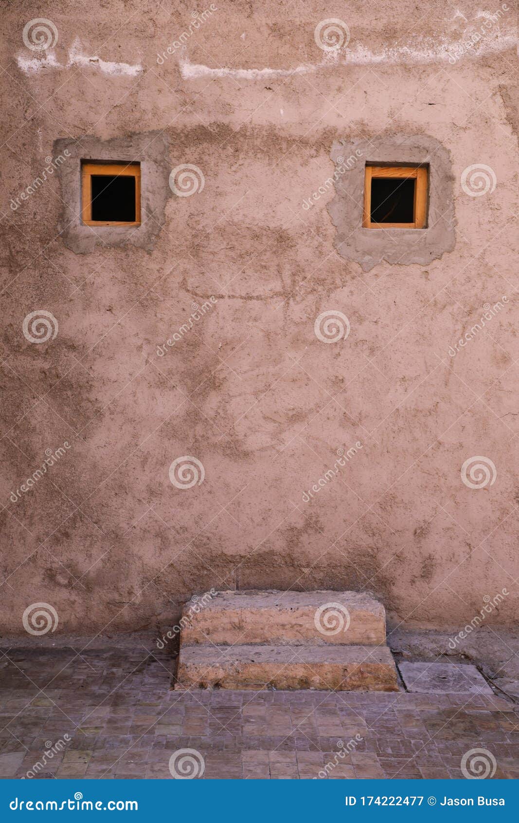 Pink Wall with Windows that Look Like Face Stock Image - Image of face ...