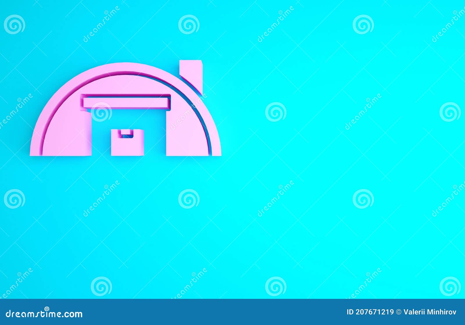Pink Warehouse Icon Isolated on Blue Background. Minimalism Concept ...