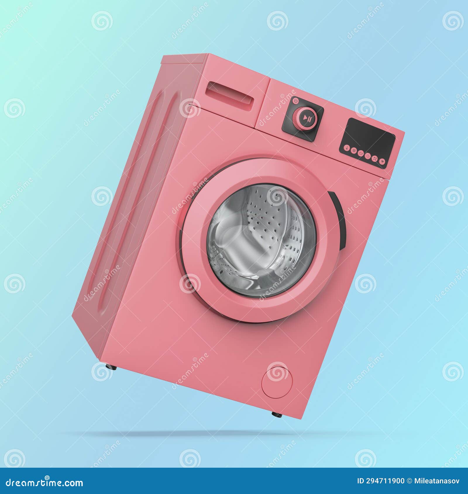 Pink Washing Machine on Blue Background Stock Illustration ...