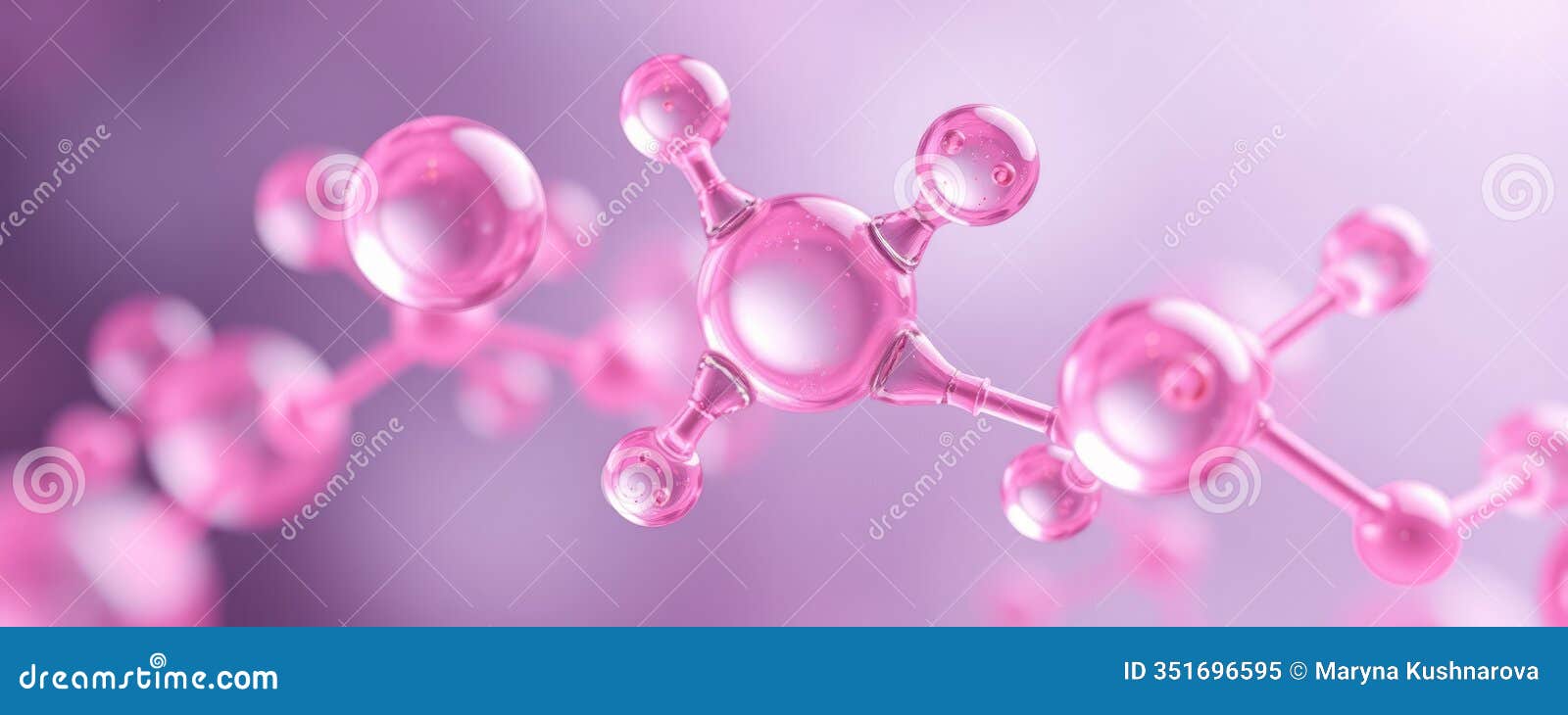 Pink Water Molecule Structure. 3D Model Displays Molecular Bonding ...