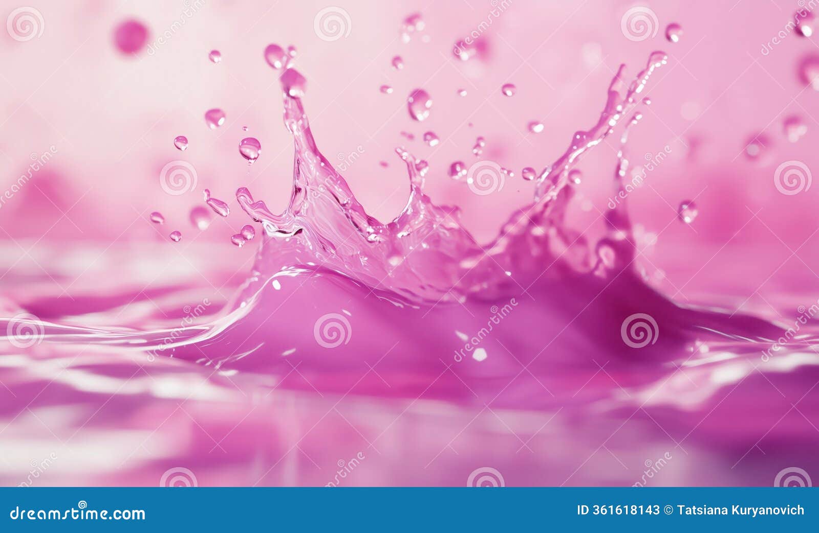 Pink Water Splash with Droplets Creating Dynamic Wave Patterns in Soft ...