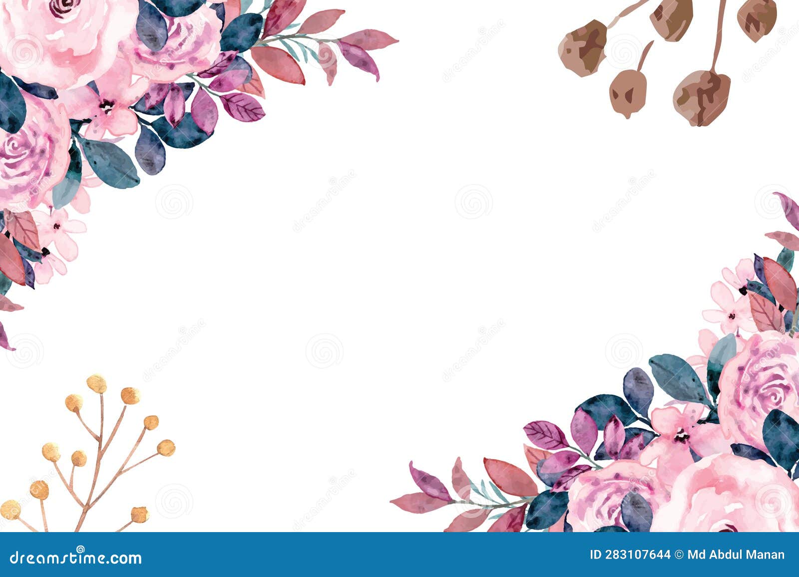 Pink Watercolor Flower Link Tree Background Stock Vector - Illustration ...