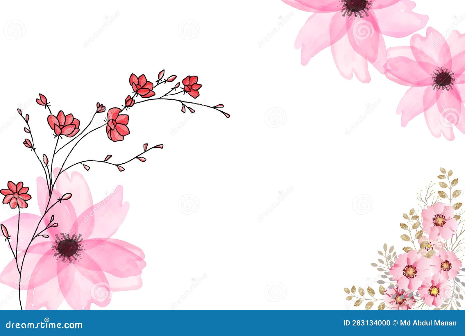 Pink Watercolor Flower with Link Tree Background Social Media Post ...