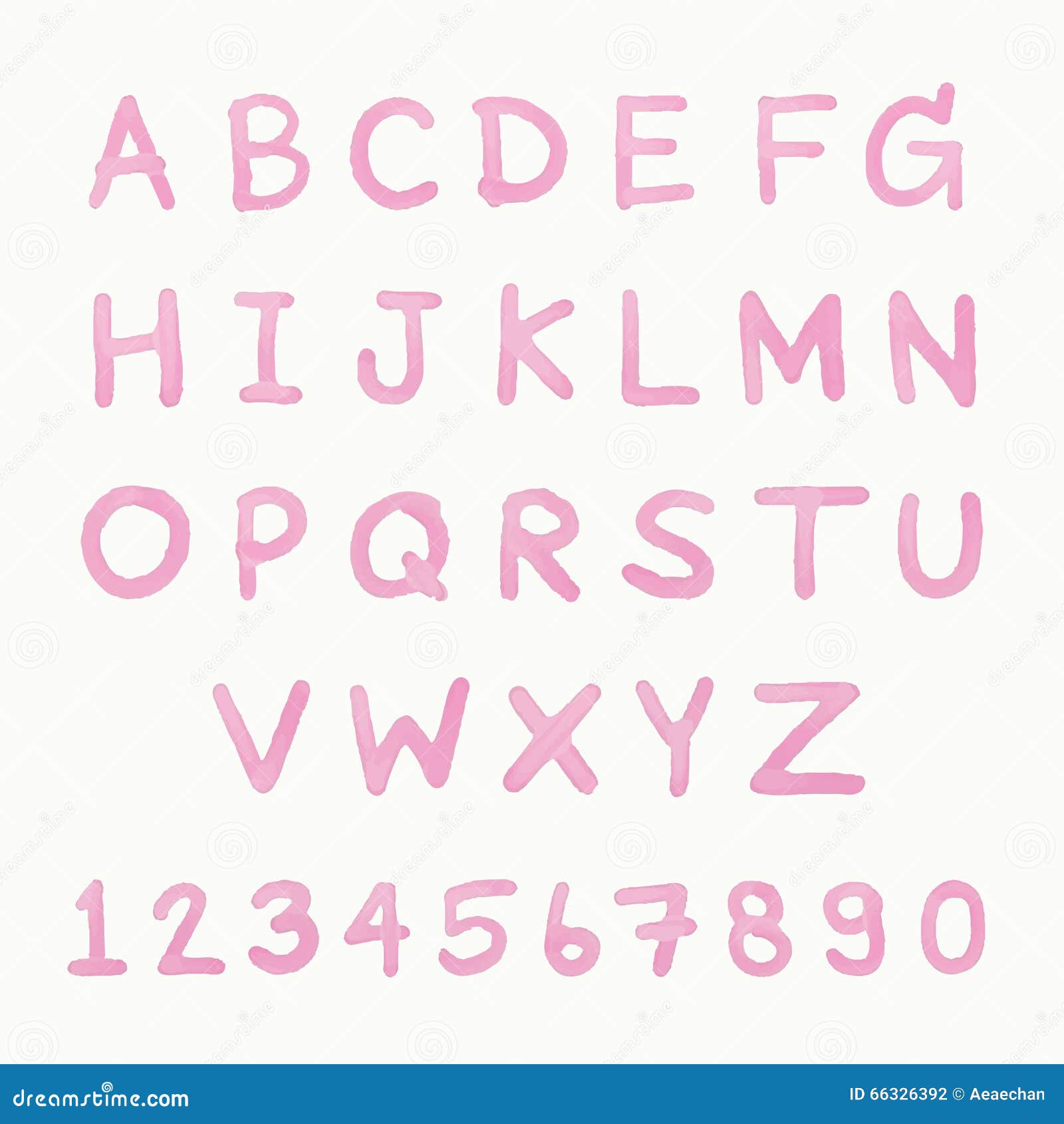 Pink watercolor font. stock vector. Illustration of symbol - 66326392